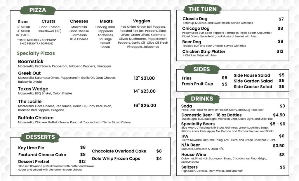 Menu – Range at The KC